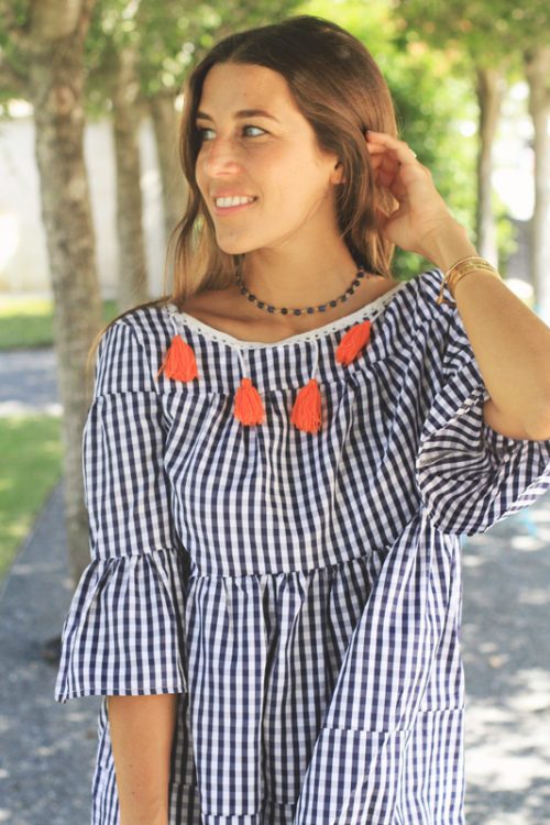 Tassel Gingham Dress & Mini Block Heels - VeryAllegra